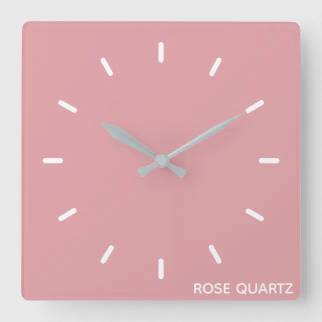 Rose Quartz pink colour name Square Wall Clock | Zazzle