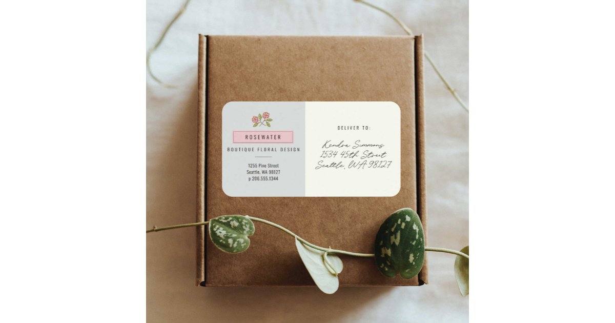 Rosewater Small Business Shipping Label | Zazzle