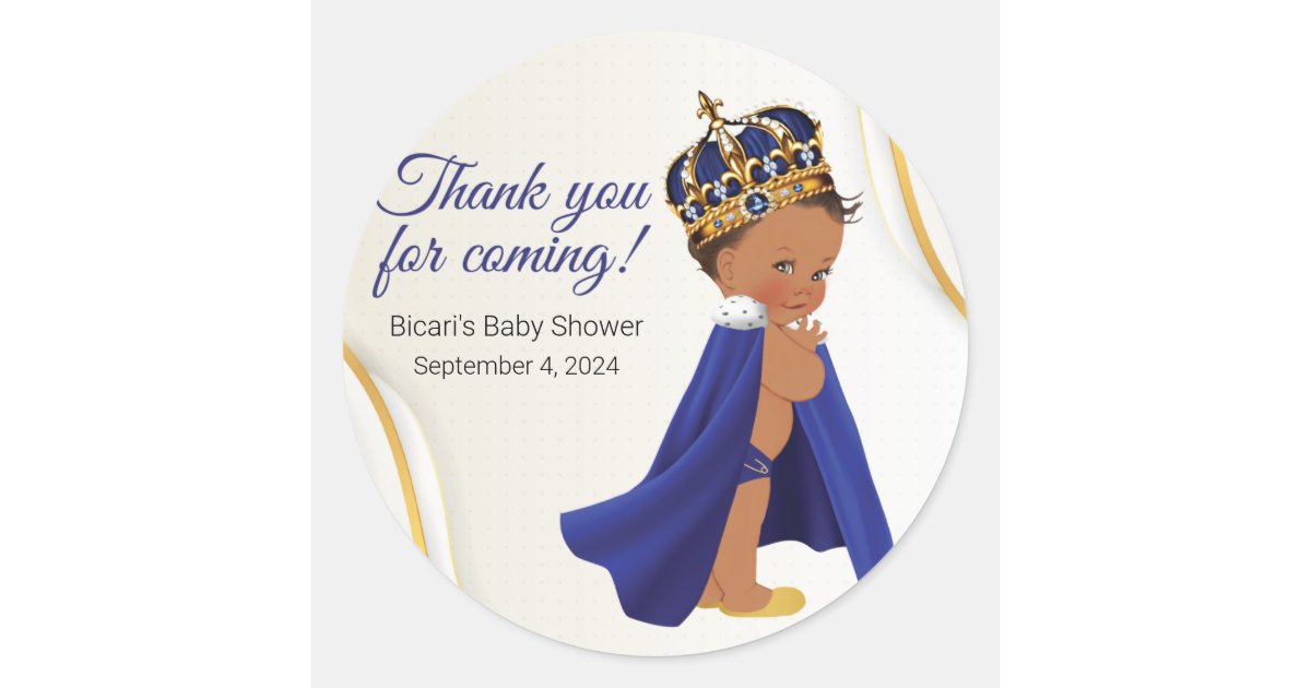 Royal Blue baby prince medium skin Cupcake Topper Classic Round Sticker ...