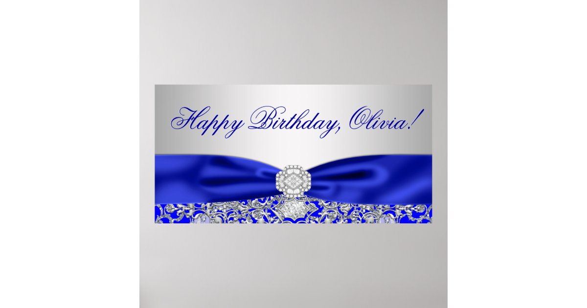 Royal Blue Birthday Party Banner Poster | Zazzle