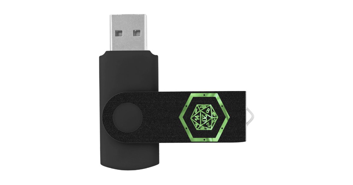 RPG Dice | Lime Green Retro Tabletop Role Player USB Flash Drive | Zazzle