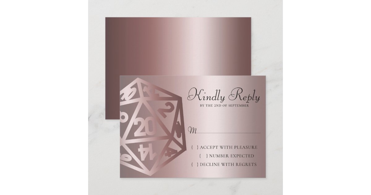 RPG Luxe | Mauve Sheen Fantasy Tabletop Gamer Dice RSVP Card | Zazzle