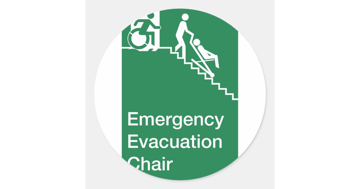 Running Man Wheelchair Evacuation Chair Sign Classic Round Sticker | Zazzle