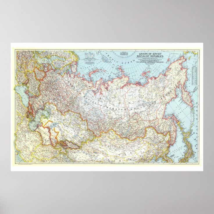 " Russia (Soviet Union): 1944 Detailed MAP ... Poster | Zazzle