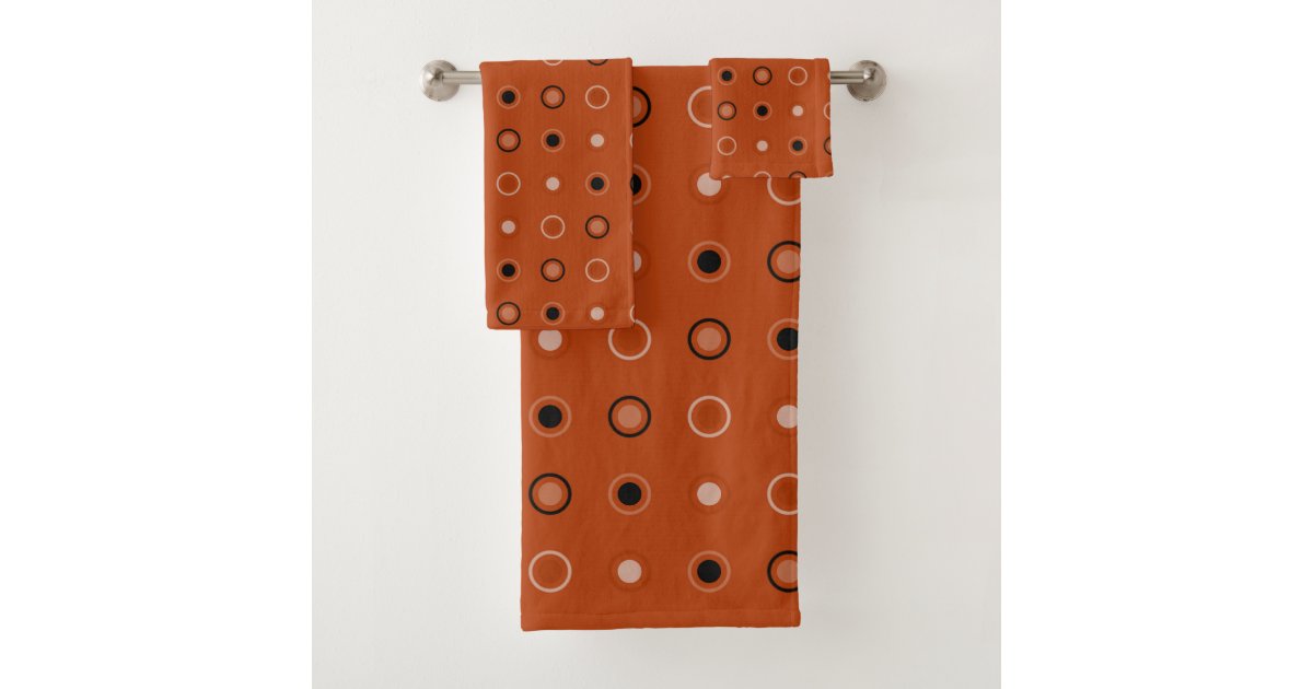 Rust, black, and white dots bath towel set | Zazzle