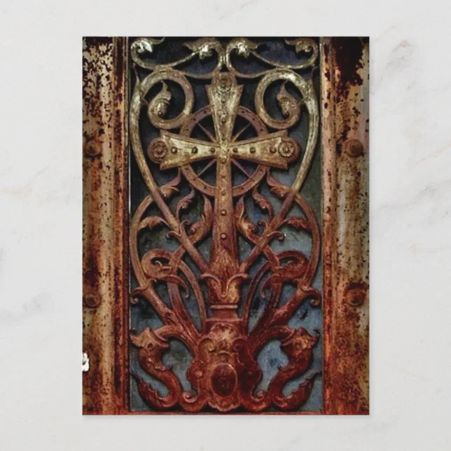 Rusted gothic crypt door postcard | Zazzle
