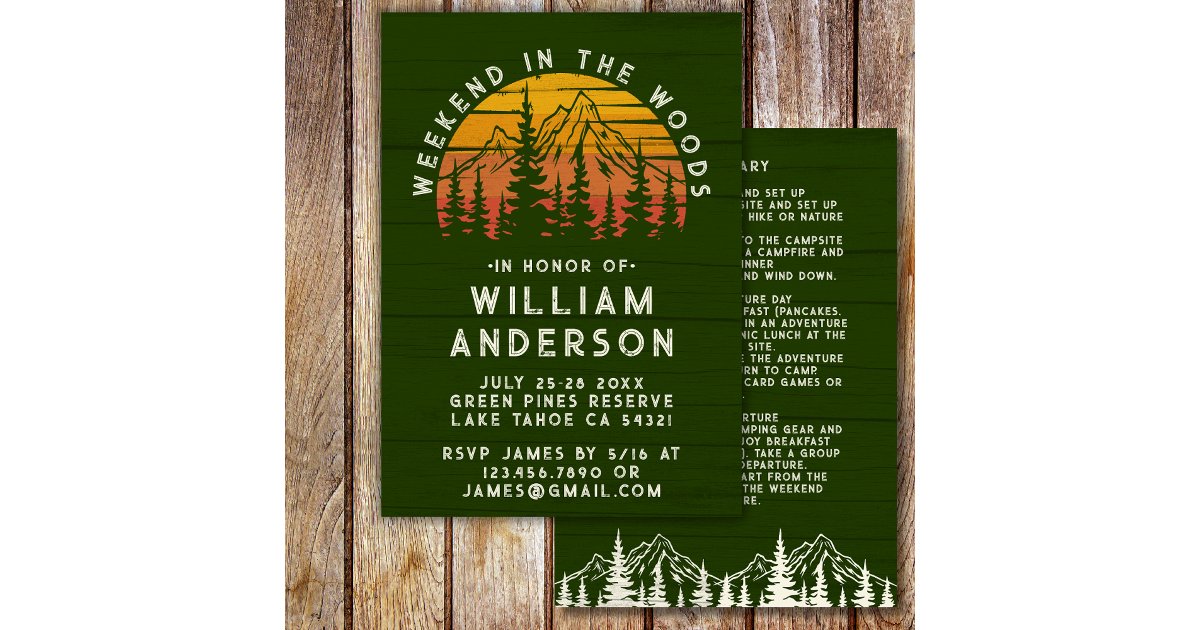 Rustic Bachelor Party Weekend Camping Mountains Invitation | Zazzle