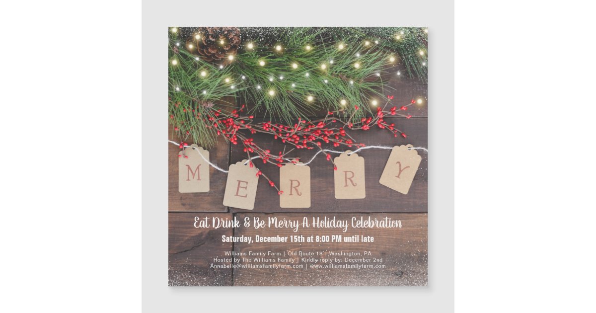 Rustic Country Christmas Holiday Party Invitation | Zazzle
