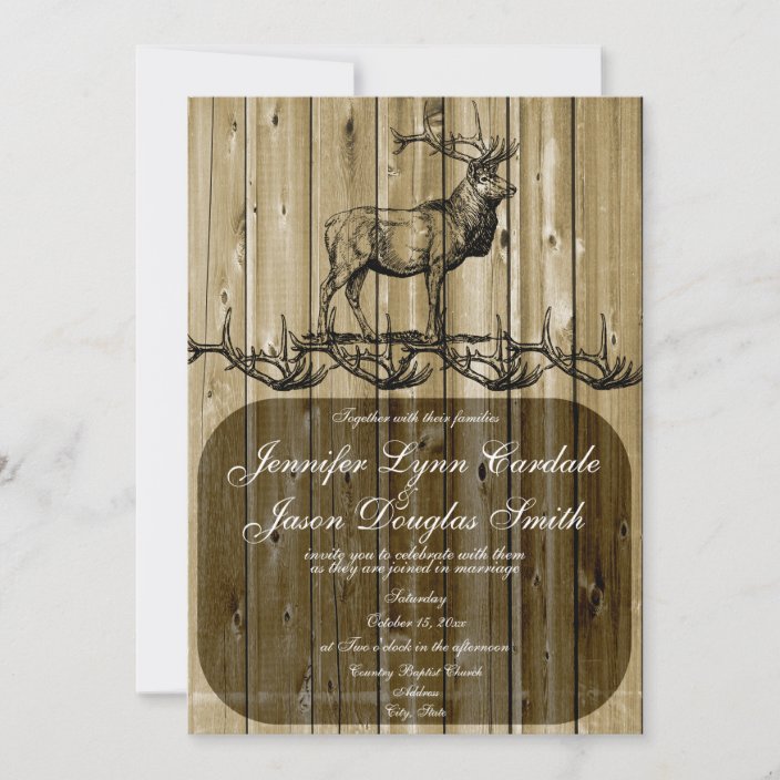 Rustic Elk Wildlife Hunting Wedding Invitations | Zazzle.com.au