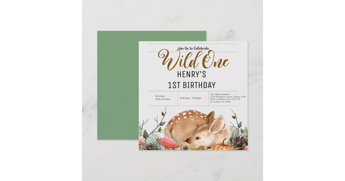 Rustic Forest Woodland Animals Wild One Birthday Invitation | Zazzle