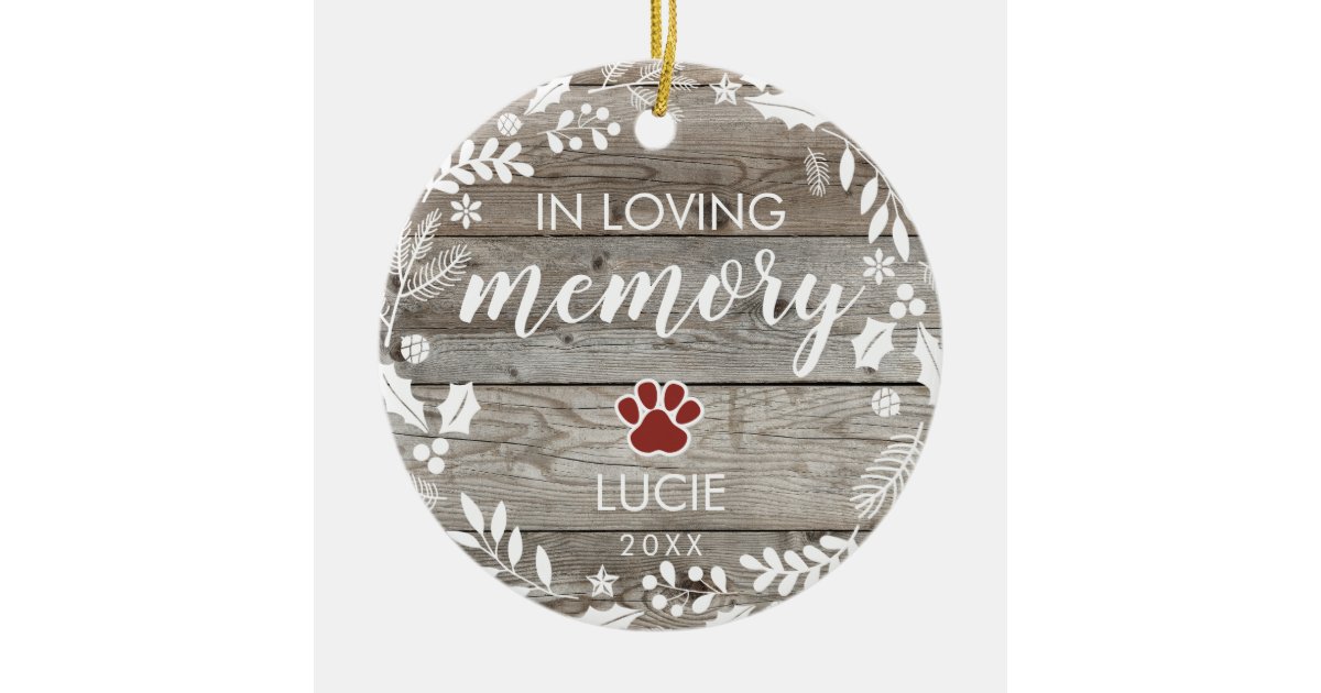 Rustic In Loving Memory PET Memorial Photo Ceramic Ornament | Zazzle