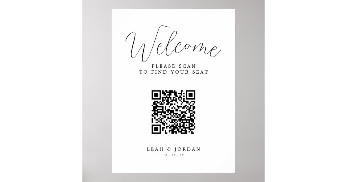 Rustic QR Code Seating Chart Wedding Welcome Sign | Zazzle