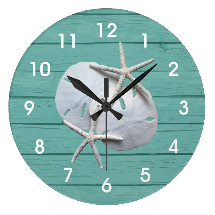 Rustic Sand Dollar Starfish Wall Clock | Zazzle.com.au