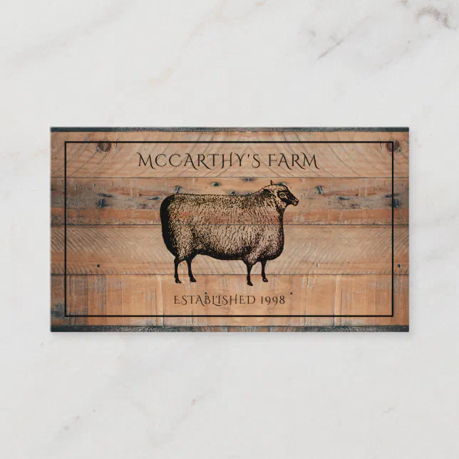 Rustic Sheep Shiplap Barn Wood Custom Farm Logo Business Card | Zazzle
