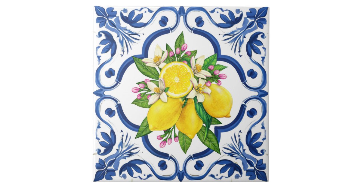 Rustic Stylish Mediterranean Lemon Ceramic Tile | Zazzle