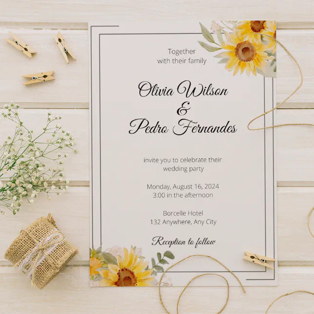 Rustic Sunflower Eucalyptus Wedding Invitation | Zazzle