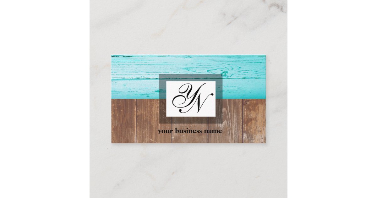 rustic, wood, teal background business card | Zazzle