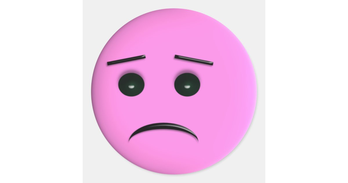 Sad Pink Face Classic Round Sticker | Zazzle.com.au