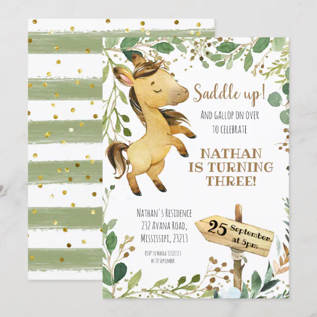 Saddle up Horse Birthday Invitation | Zazzle
