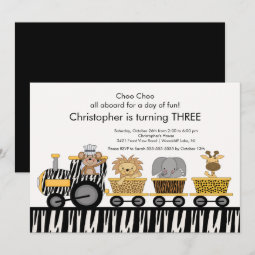 Safari Jungle Train Birthday Invitation | Zazzle