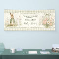 Sage Gingham Rabbit Baby Shower Banner | Zazzle