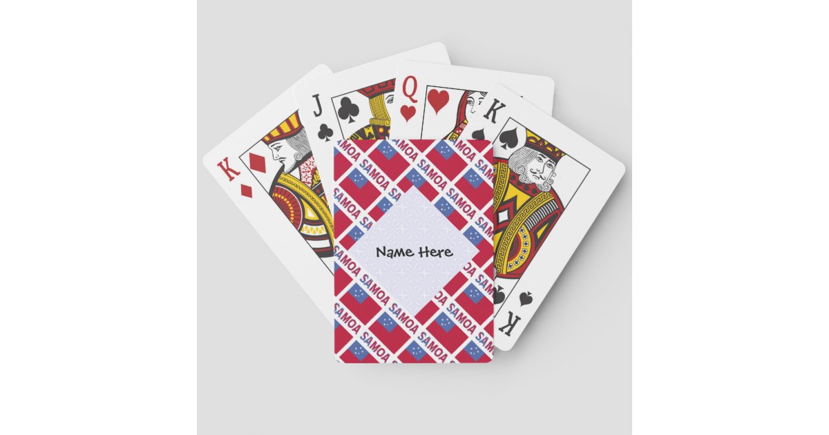 Samoa Samoan Flag Tiled Black Personalization Playing Cards | Zazzle