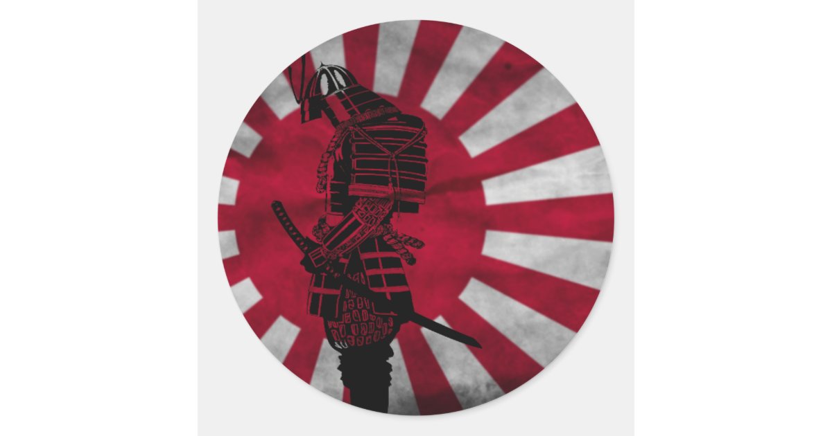 Samurai Japanese flag Classic Round Sticker | Zazzle