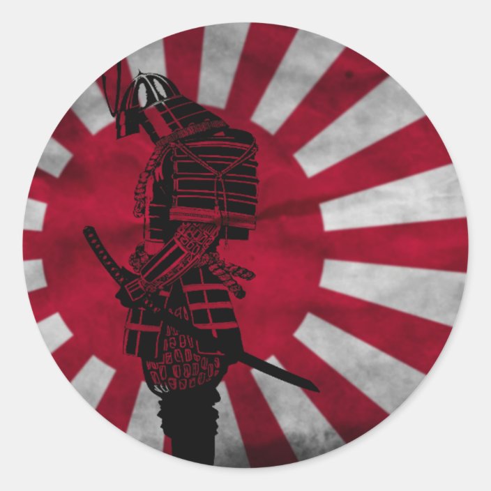 Samurai Japanese flag Classic Round Sticker | Zazzle.com.au