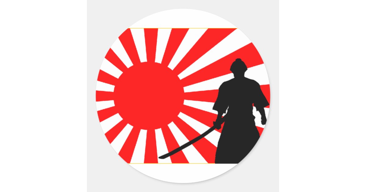 Samurai silhouette. classic round sticker | Zazzle