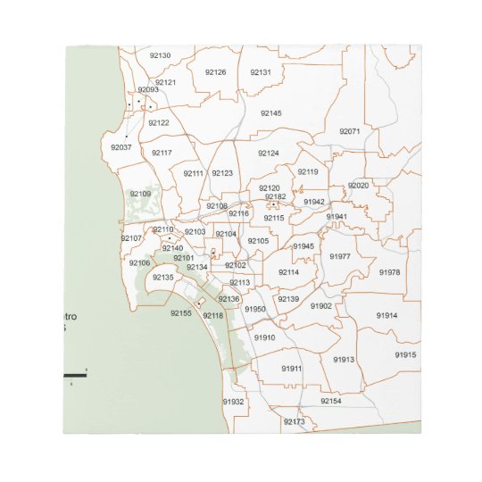 San Diego Zip Code Map Notepad | Zazzle.com.au