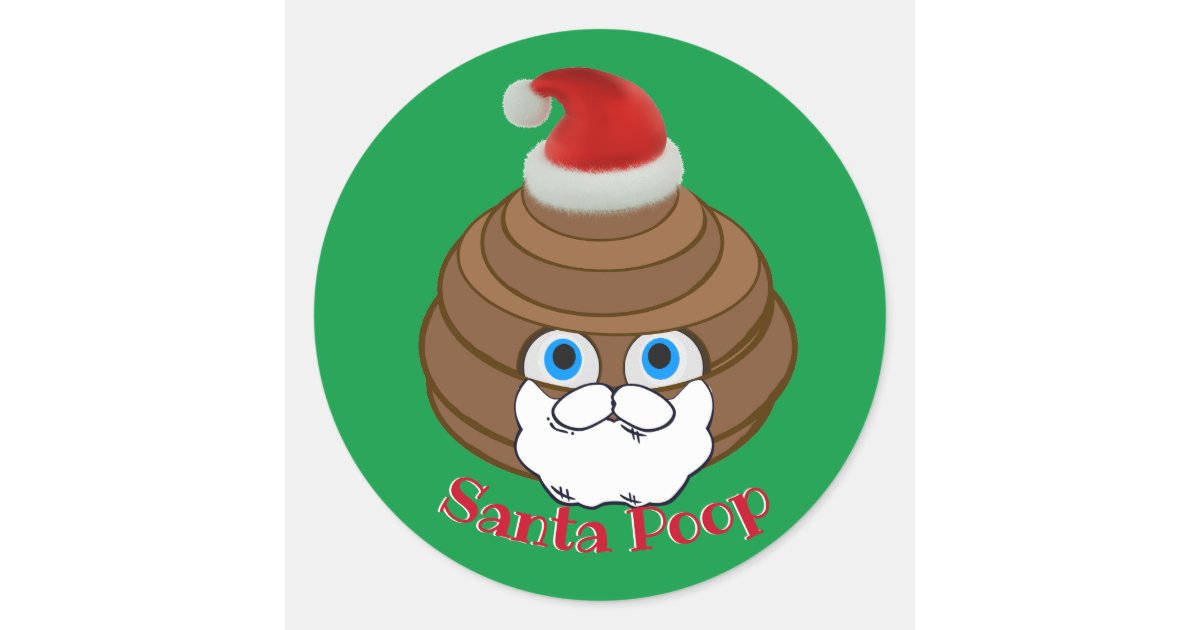 Santa Poop Emoji Classic Round Sticker | Zazzle