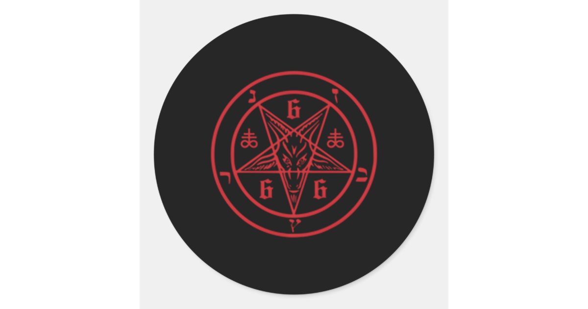 Satanic Pentagram 666 Sigil Of The Devil Baphomet Classic Round Sticker ...