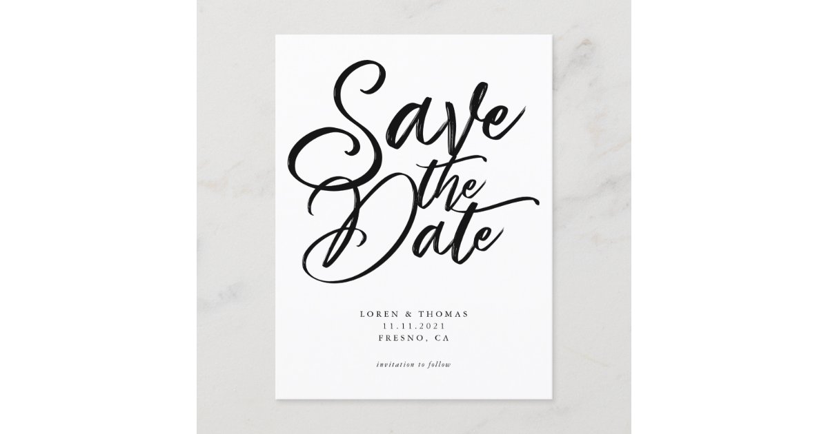 Save The Date Script Announcement Postcard | Zazzle