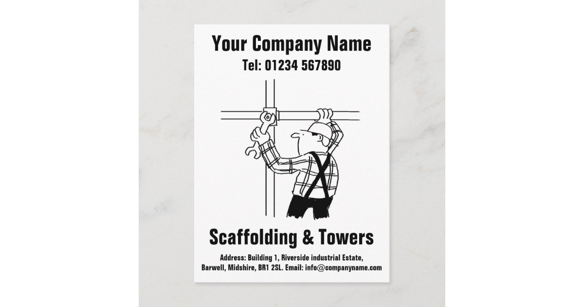 Scaffolding Cartoon to Personalise Postcard | Zazzle