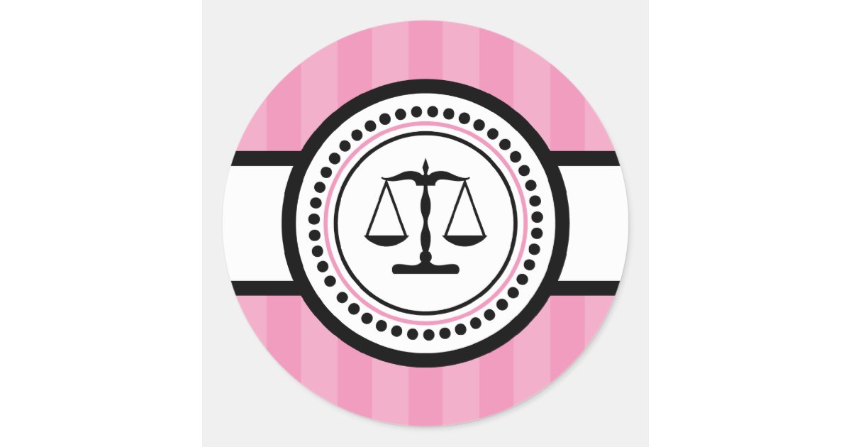 Scales Of Justice Stripes Label (Pink) | Zazzle