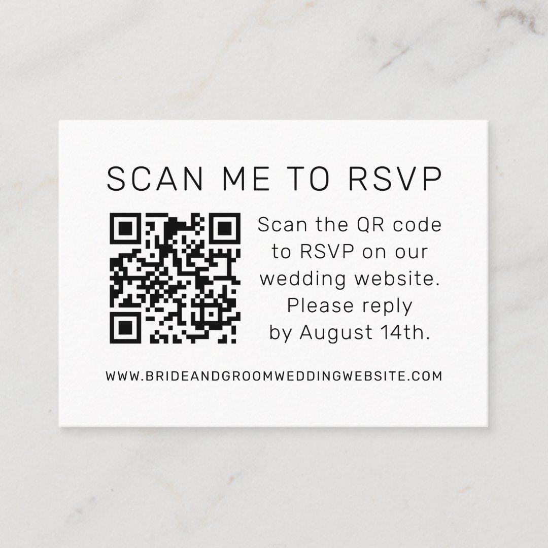 Scan Me to RSVP Wedding QR Code RSVP Business Card | Zazzle