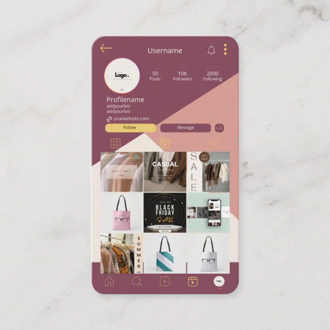 Scan to Connect QR Code Logo Insta Business Card | Zazzle