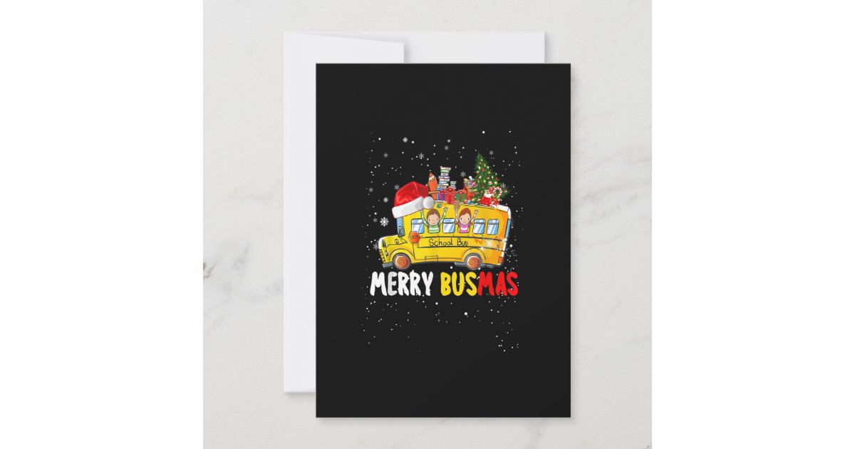 School Bus Driver Christmas Pyjamas Merry Busmas X Invitation | Zazzle