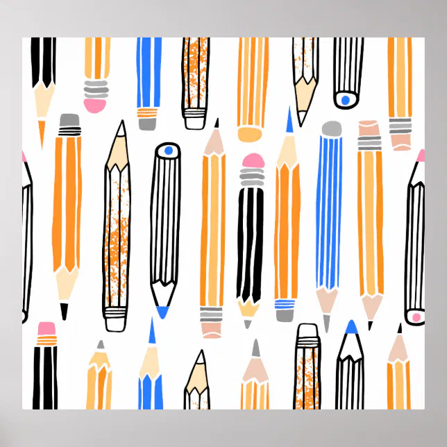 School Pencil Hand Drawn Illustration Poster | Zazzle