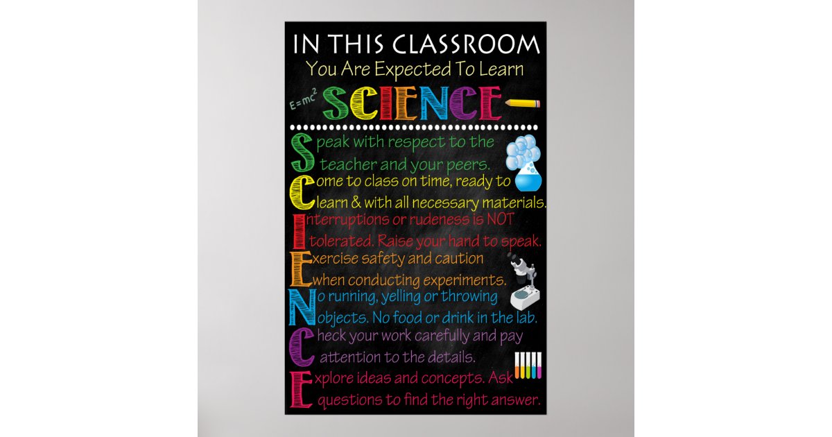 Science Classroom Rules Poster | Zazzle