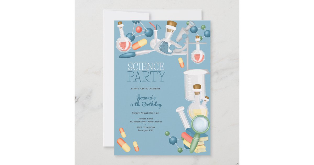 Science lab birthday party invitation | Zazzle