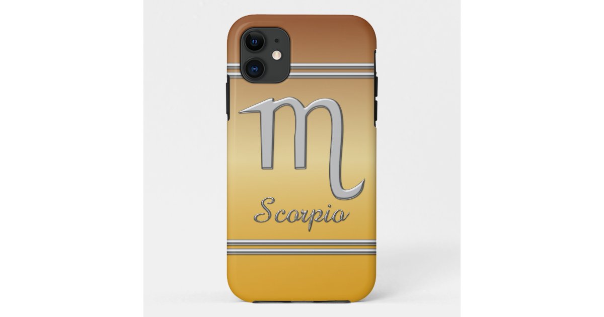 Scorpio Symbol in Chrome on Citrine Effect Case-Mate iPhone Case | Zazzle