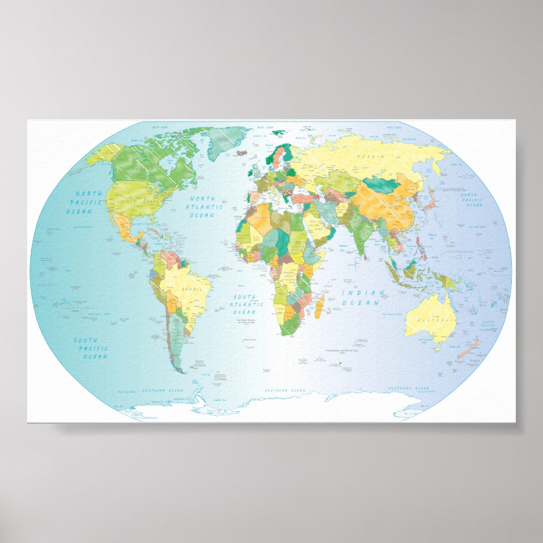 Scratched World map Poster | Zazzle