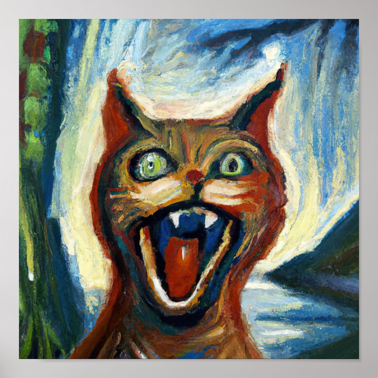 Screaming Cat In The Style Of Edvard Munch Poster | Zazzle