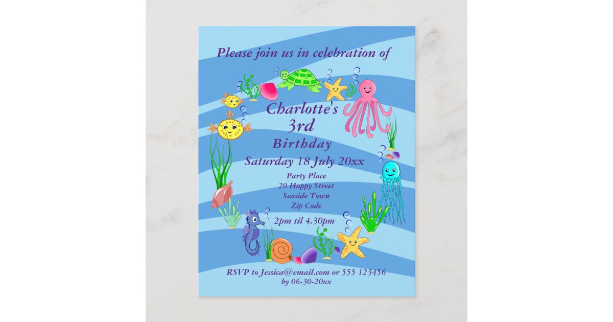 Sea Life Party Invitation | Zazzle