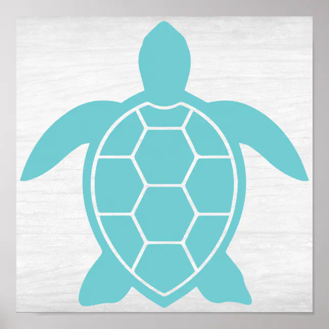 Sea Turtle Design in Ocean Seafoam Green Blue Poster | Zazzle