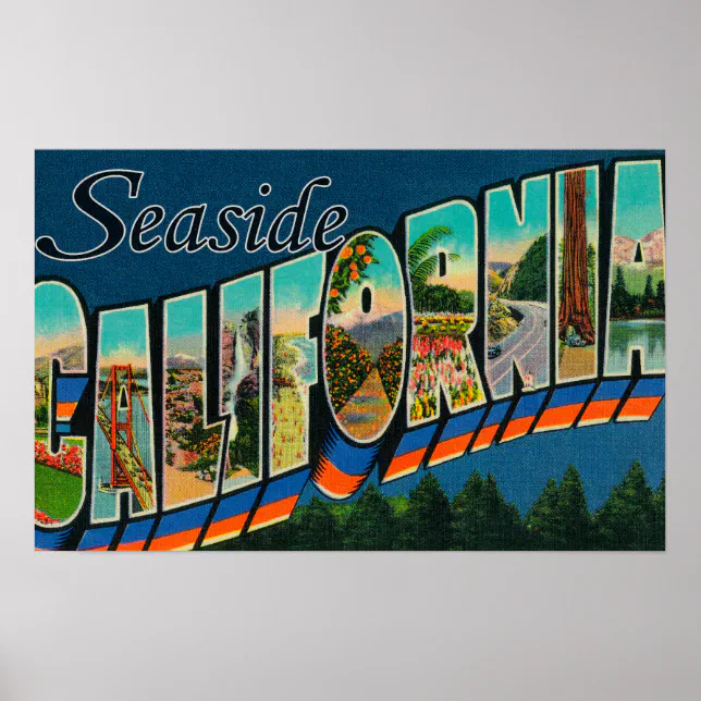 Seaside, California - Large Letter Scenes Poster | Zazzle