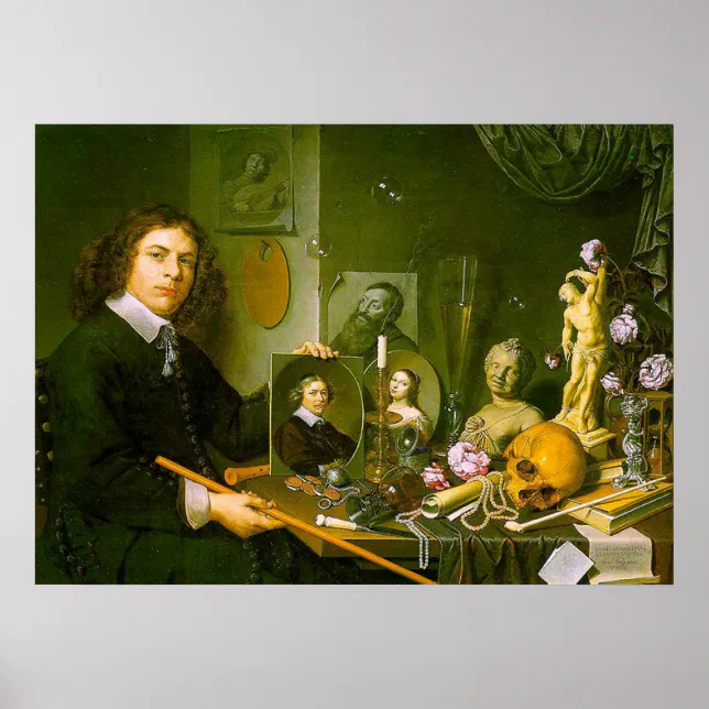 Self-Portrait with Vanitas Symbols Poster | Zazzle