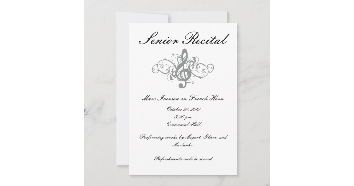 Senior Music Recital Invitation | Zazzle