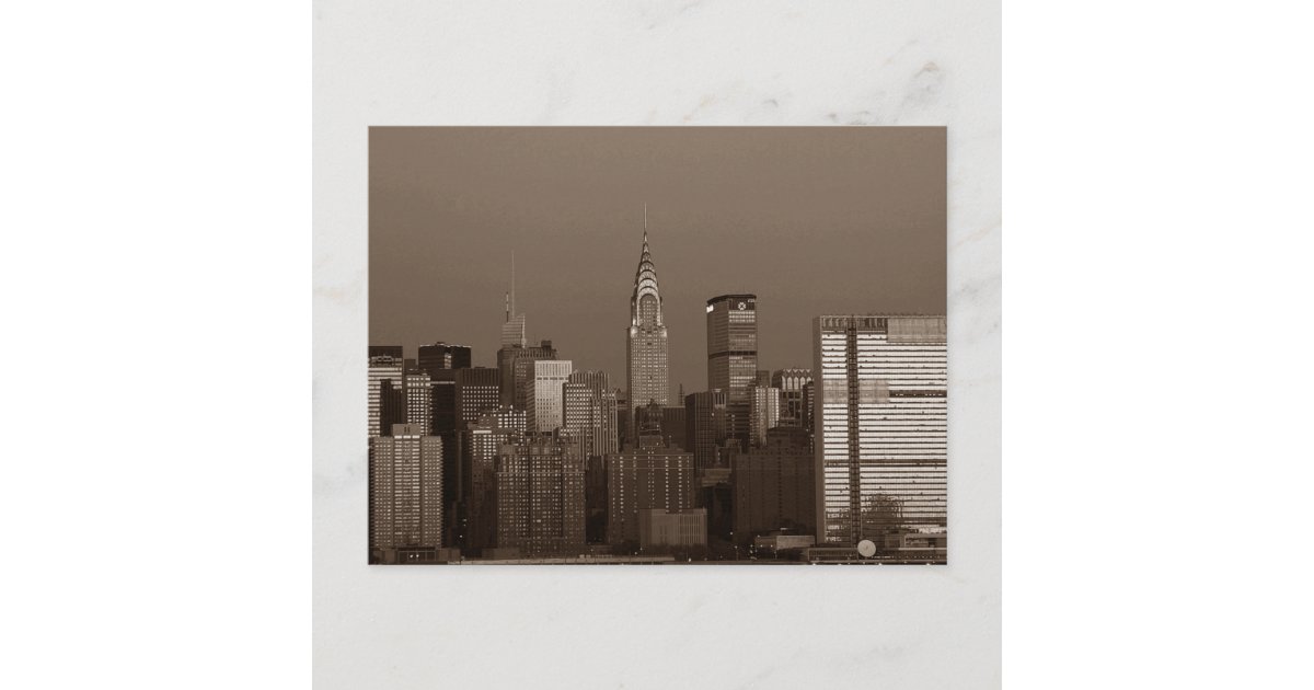 Sepia New York City Skyline Postcard | Zazzle